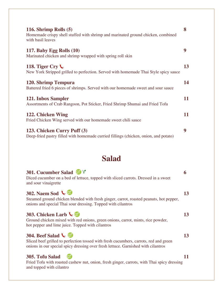 menu 2022: Contact us to order thai food: form to order: ThaiInbox ...
