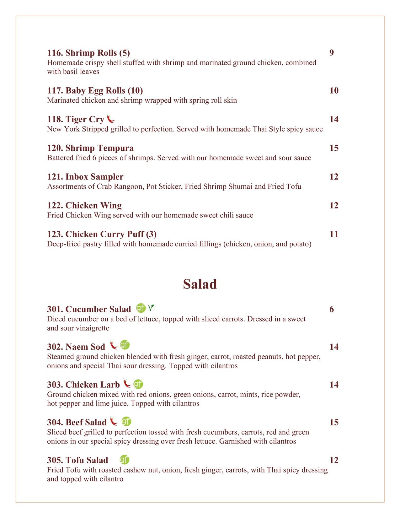menu 2025: Contact us to order thai food: form to order: ThaiInbox ...